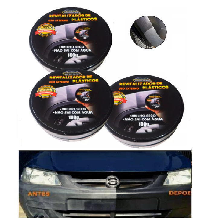 Kit 3 Cera revitalizadora de Plástico e Para Choque, Batom Black ...