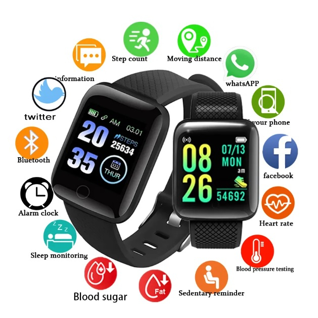 Smartwatch D13 - 116plus A prova D'água Relógio Inteligente Android / Ios Controle Musica Fotos ...