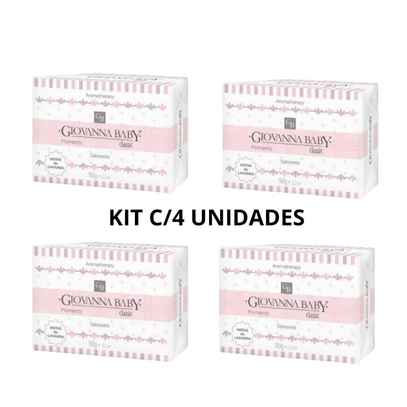 Sabonete Giovanna Baby Classic Rosa 90g Kit Com 4 unidades | Shopee Brasil