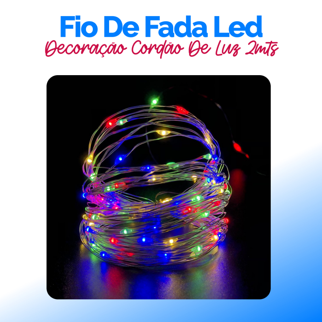 Fio De Fada Led Decoração Cordão De Luz 2mts - Colorido | Shopee Brasil
