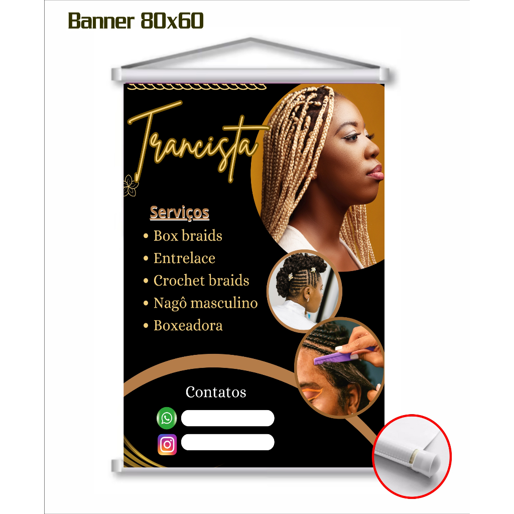 Banner Trancista - tam. 80x60cm | Shopee Brasil