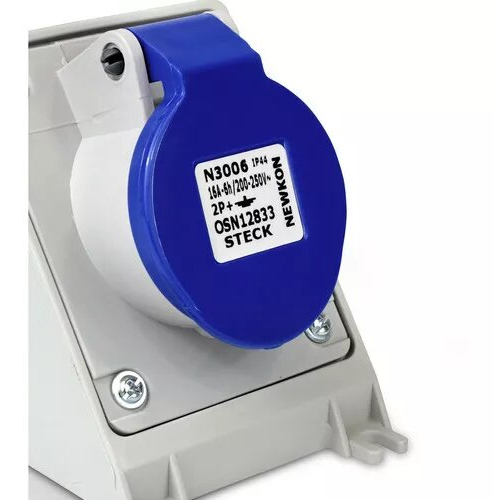 Tomada Sobrepor 2P+T 16A 250V IP44 N3006 Industrial Newkon Steck ...