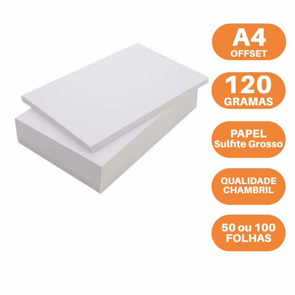 Papel Sulfite A4 120gr Papel OffSet ideal para impressão jato de tinta ...