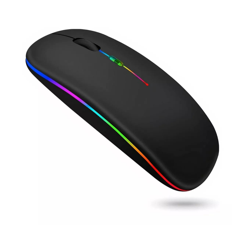 Mouse Sem Fio Recarregável Wireless Led Rgb Ergonômico Novo Wifi Preto Bateria Colorido 1600 DPI ...