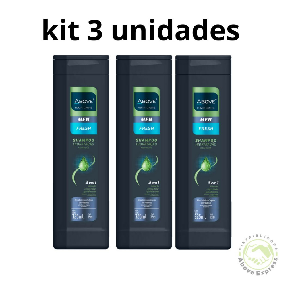 3 unidades shampoo anticaspa Above Men Fresh 325 ml | Shopee Brasil
