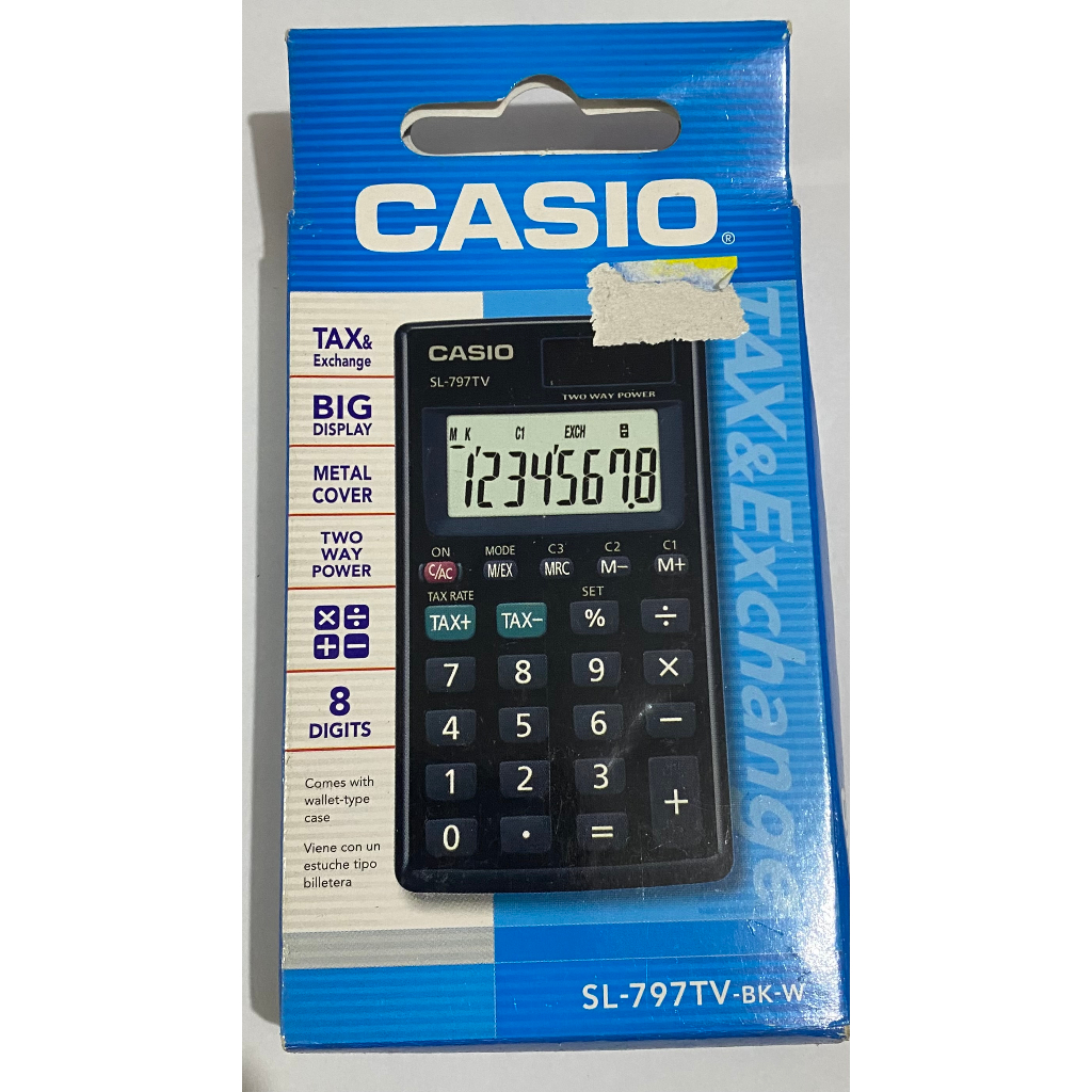 Calculadora De Bolso Casio 8 Dígitos Sl-797tv-bk | Shopee Brasil