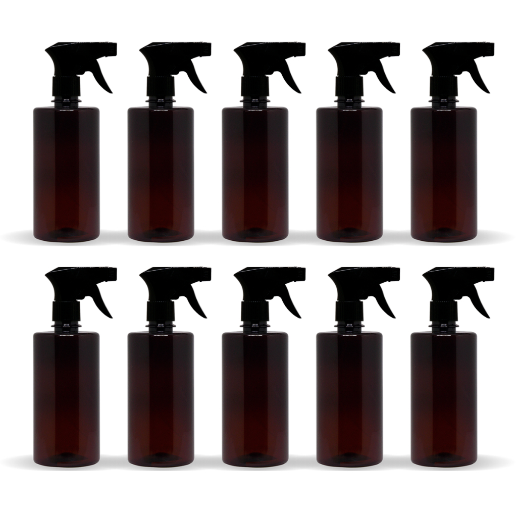 Kit 10 Frascos Ambar Borrifador / Pulverizador 500ml Com Valvula ...