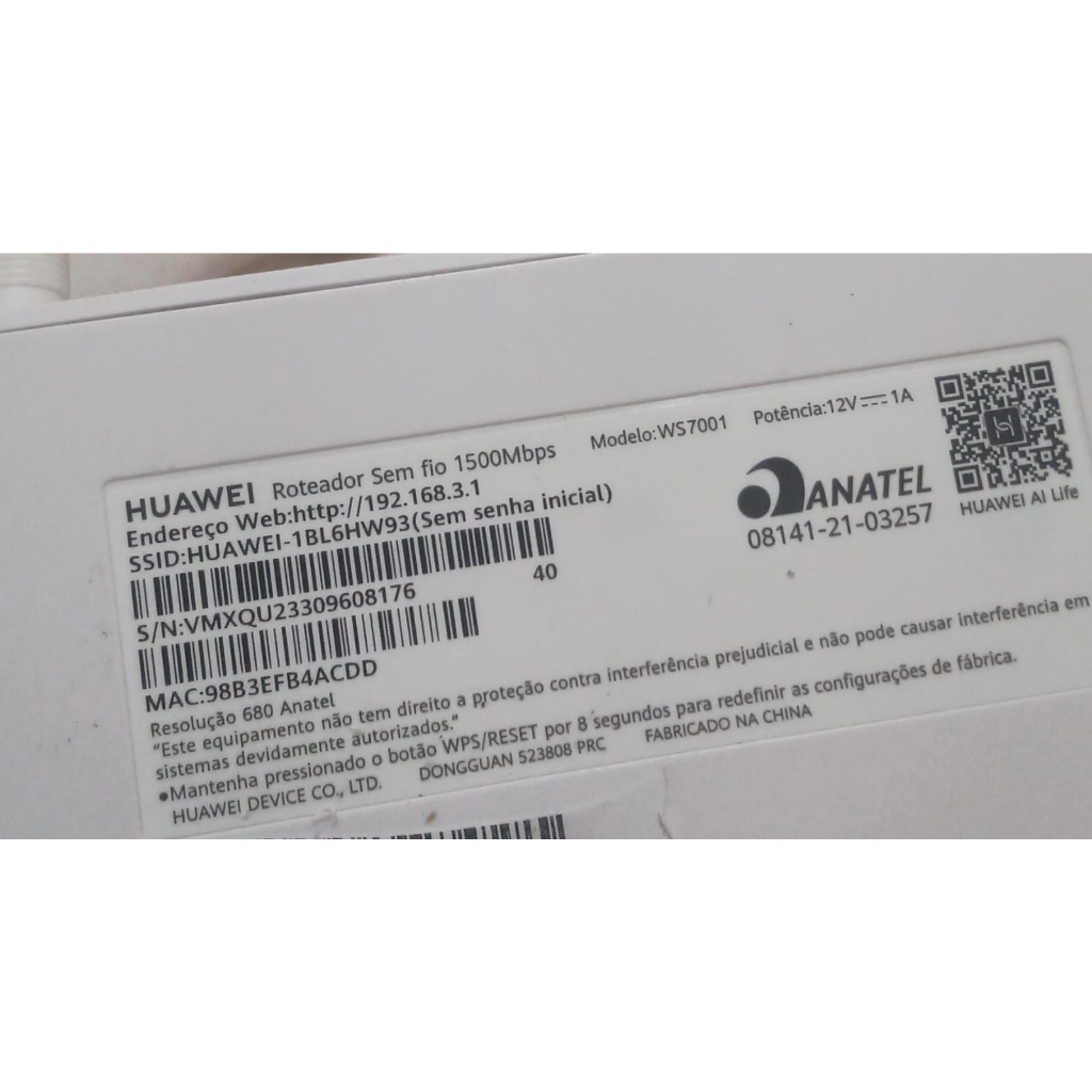 Roteador Wi-Fi Huawei Com Funcao Mesh AX2 WS7100 Branco | Shopee Brasil