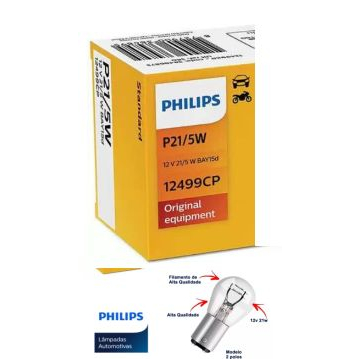 Lampada 2 (DOIS) Polos 12v Lanterna Freio ORIGINAL PHILIPS 12499CP ...