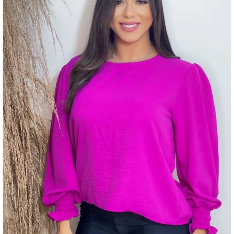 Blusa Feminina Social Manga Longa Duna Shopee Brasil