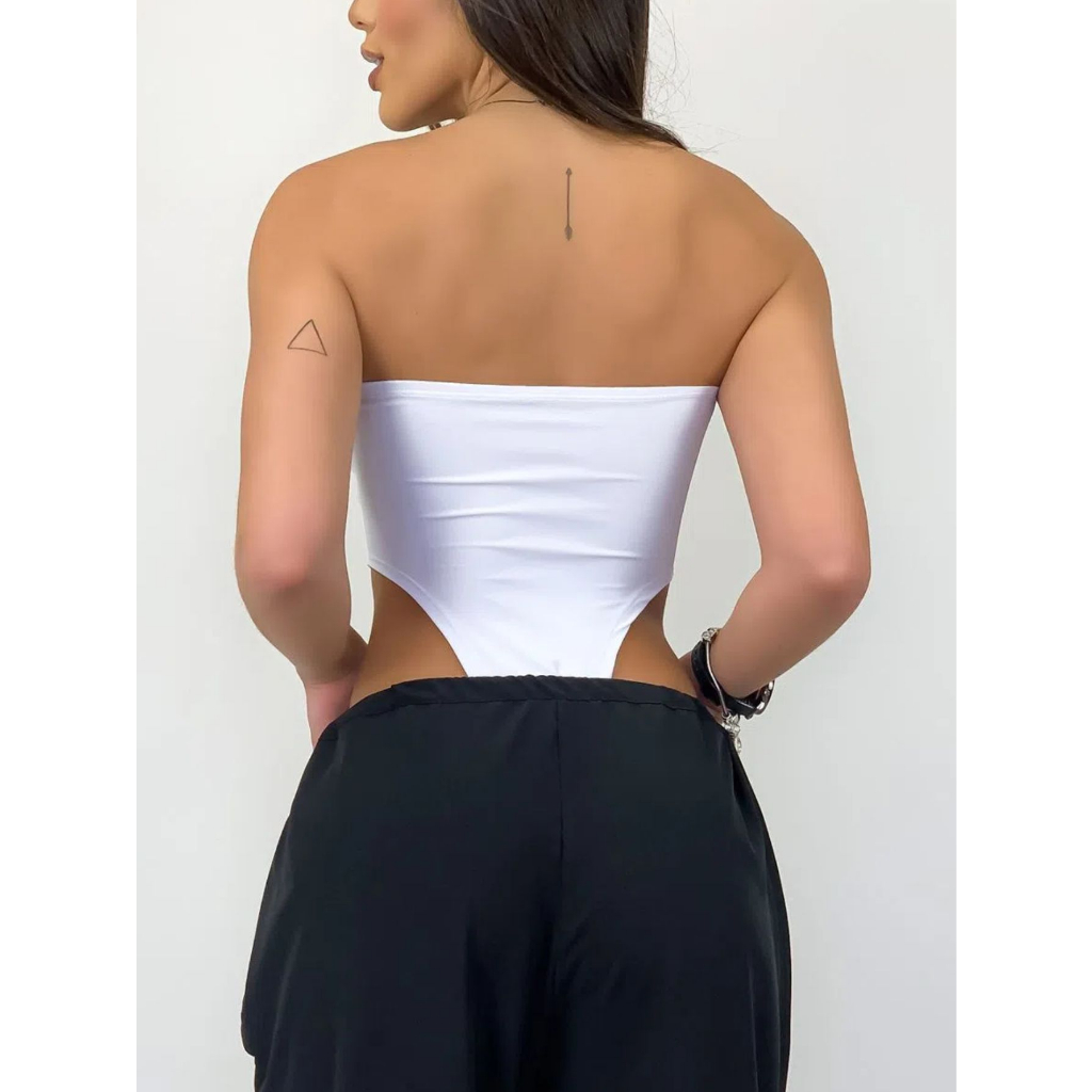 Body Feminino Tomara que Caia Sem Manga Verão Blogueira Cavado na ...