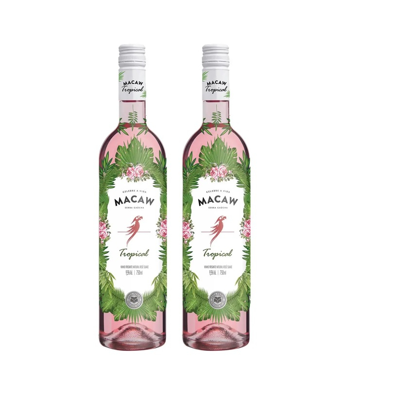 Kit Vinho Macaw Frisante Tropical Rose Casa Perini 750ml 2un | Shopee Brasil