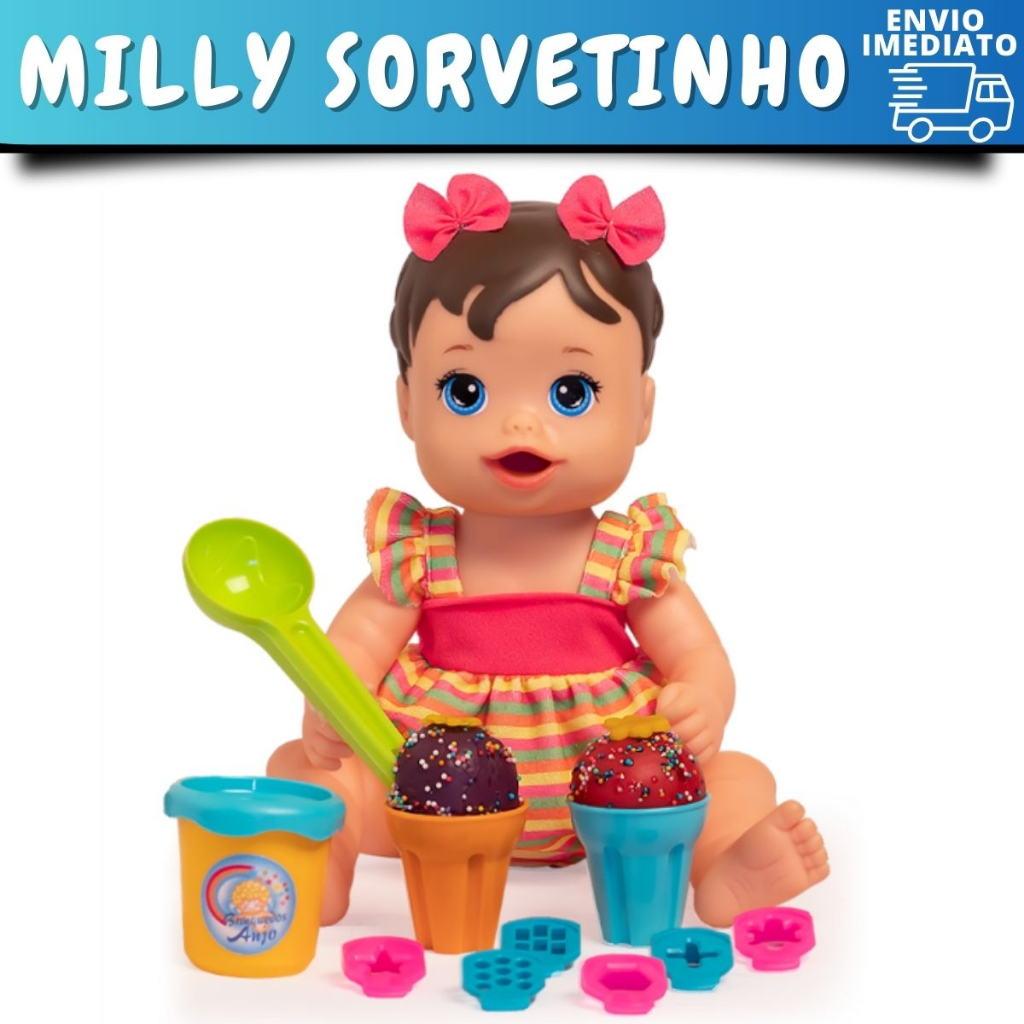 Boneca Infantil Milly Sorvetinho Com Acessórios Brinquedo de Menina | Shopee Brasil