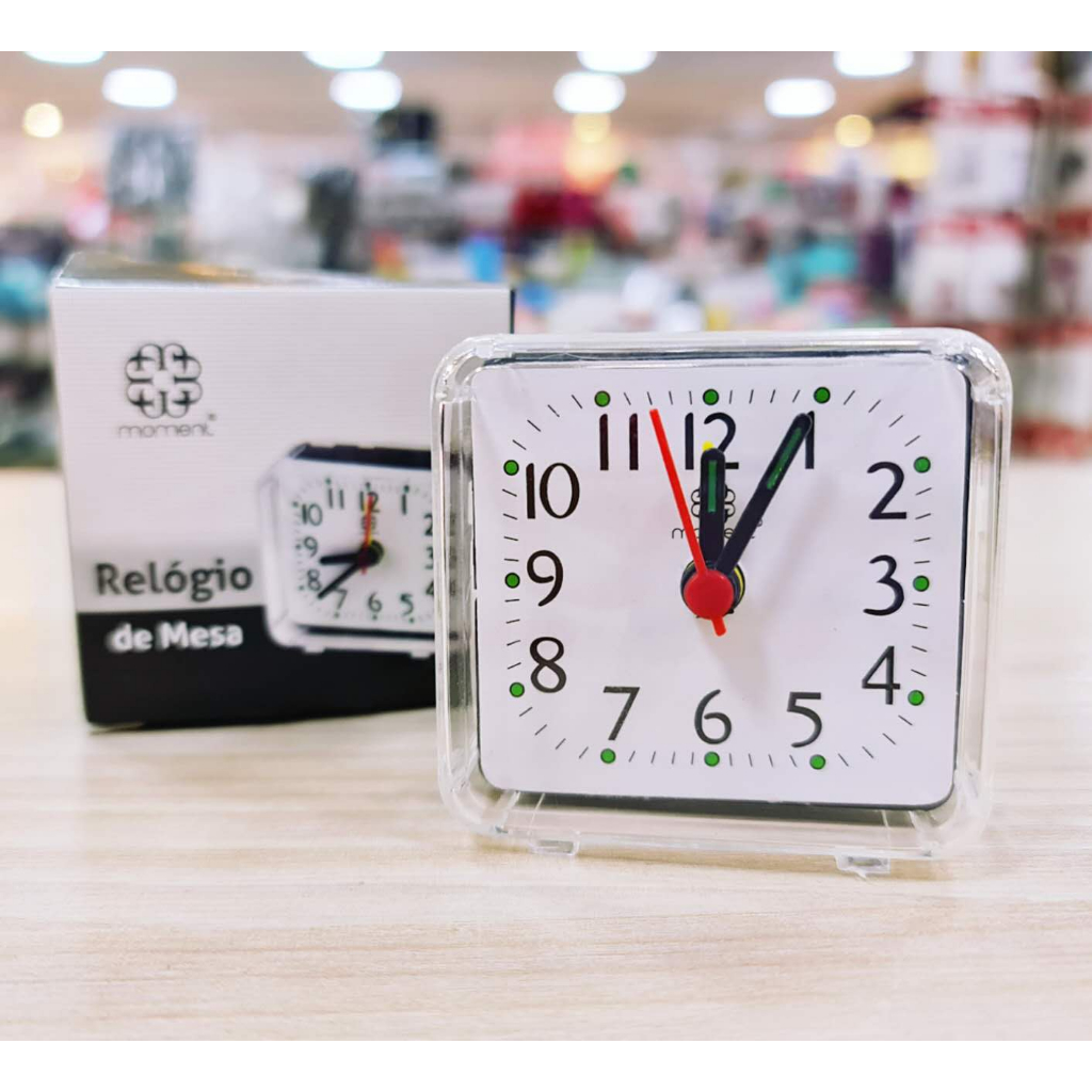 1 pilha + Mini Relógio de Mesa Despertador acilico branco preto ...