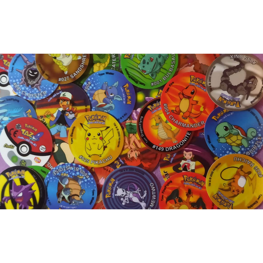Lote kit de 3 até 40 tazos Pokemon Novos, Tazos Normais e os Tazos 3D ...