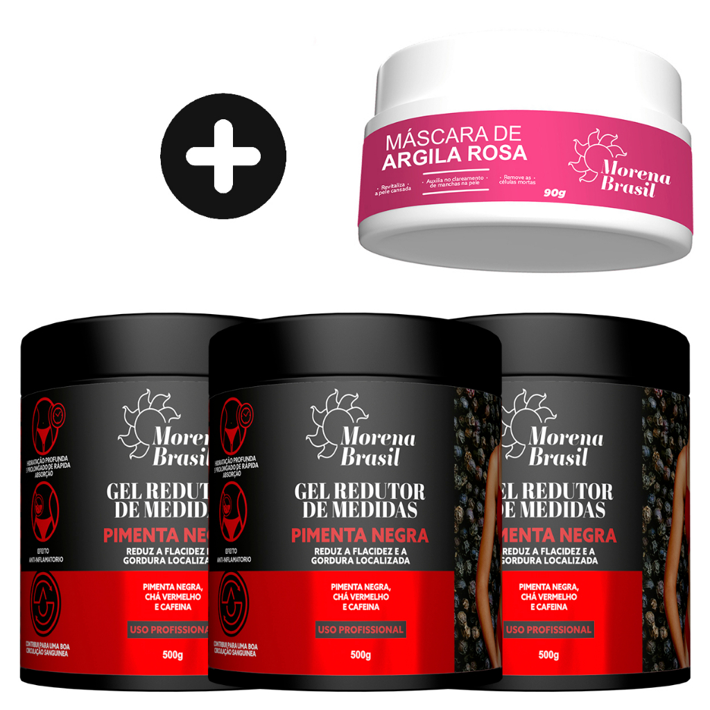 Kit 3 Gel de Massagem Morena Brasil | Pimenta Negra Morena Brasil 500g | Shopee Brasil