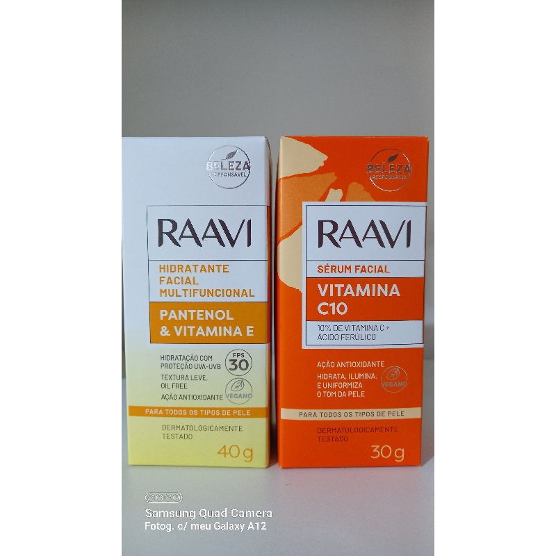Kit Facial Vitamina C e Protetor solar Fps30 Raavi manchas no rosto ...