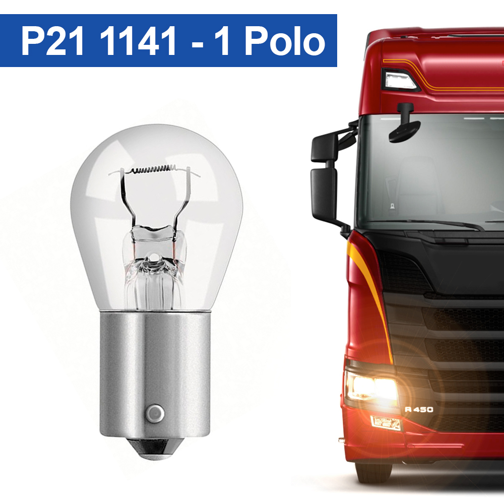 10 Lâmpadas 1 Polo 24V 1141 P21 Pisca 21w Amarelo Caminhão Trator ...