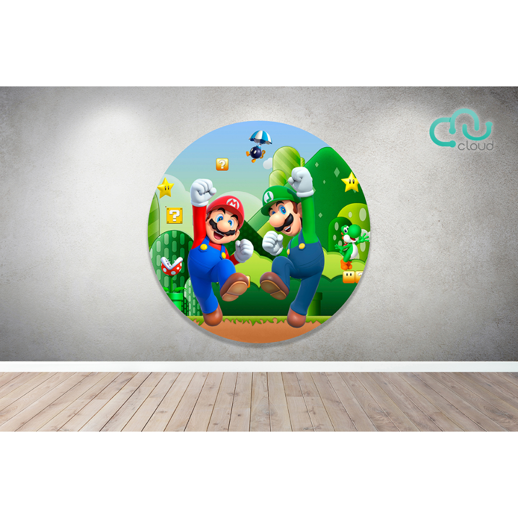 Painel Redondo Super Mario 100x100 c/ Elastico | Shopee Brasil