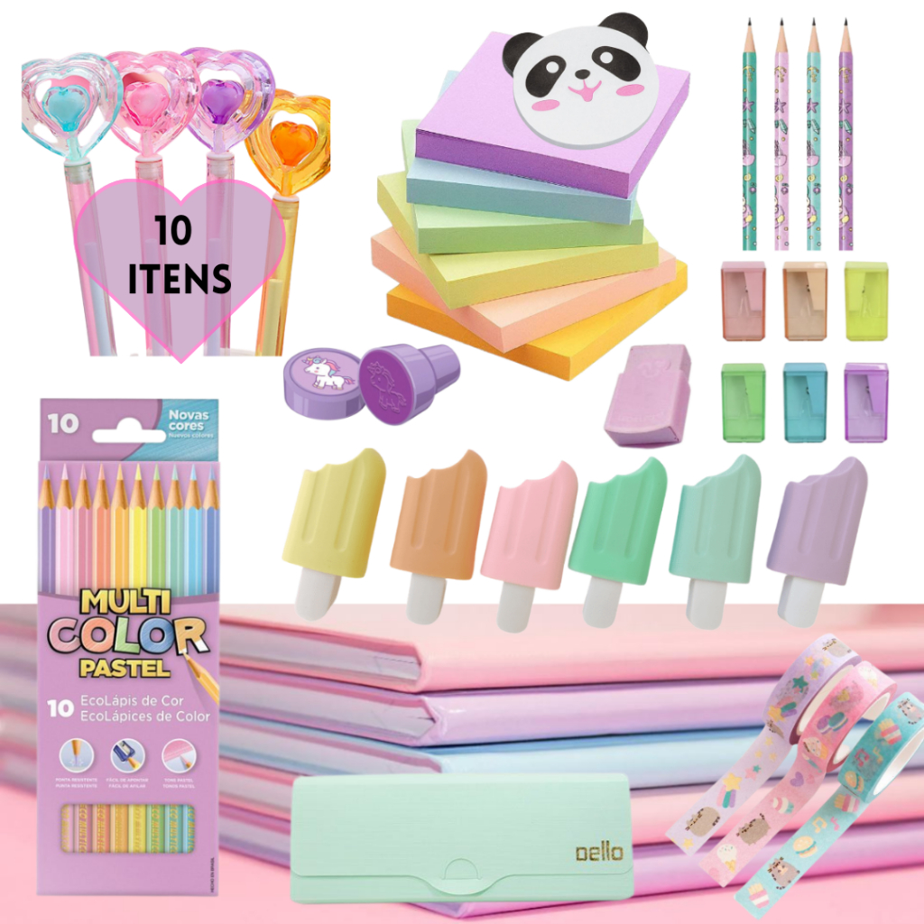 Kit de Papelaria Fofa com 10 itens | Shopee Brasil