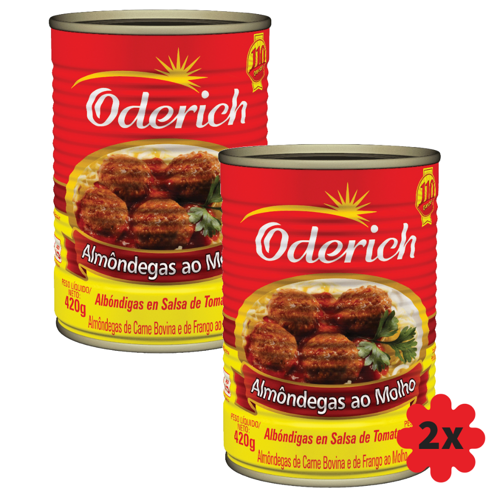 Kit 2 Almondegas ao Molho 420g Lata Oderich | Shopee Brasil