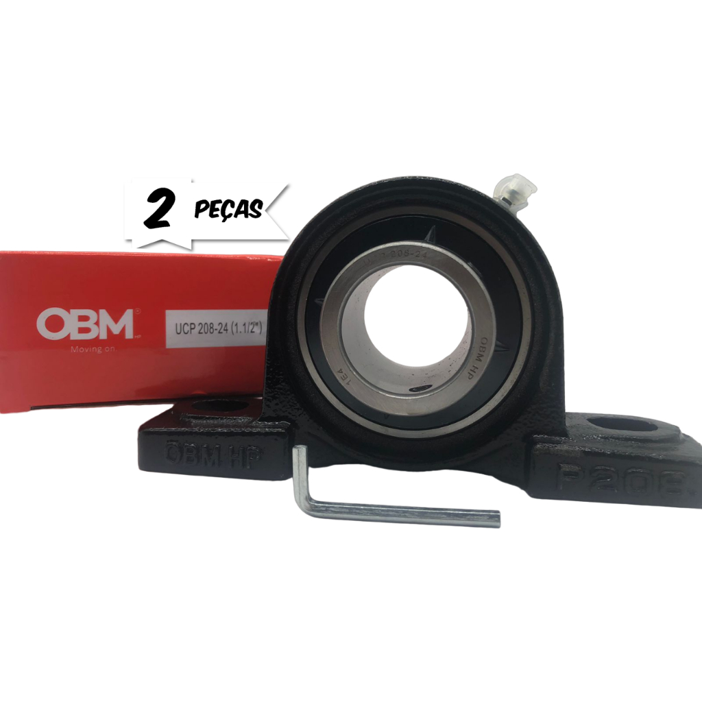 Kit 2un- Mancal C/ Rolamento Ucp208-24(1.1/2) P/eixo 38,10mm | Shopee Brasil