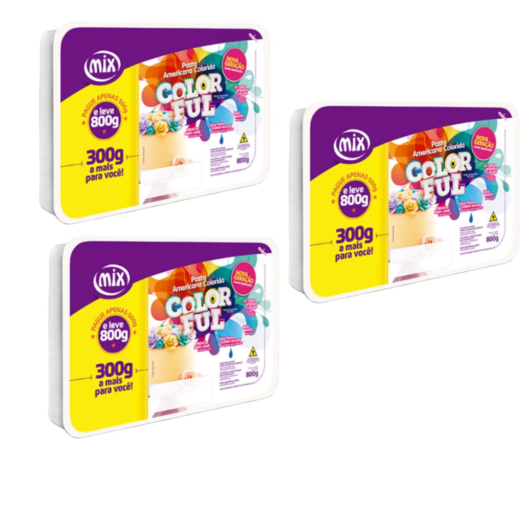 Pasta Americana Colorida Kit Com 3 Pacotes De 800g Cada Mix | Shopee Brasil