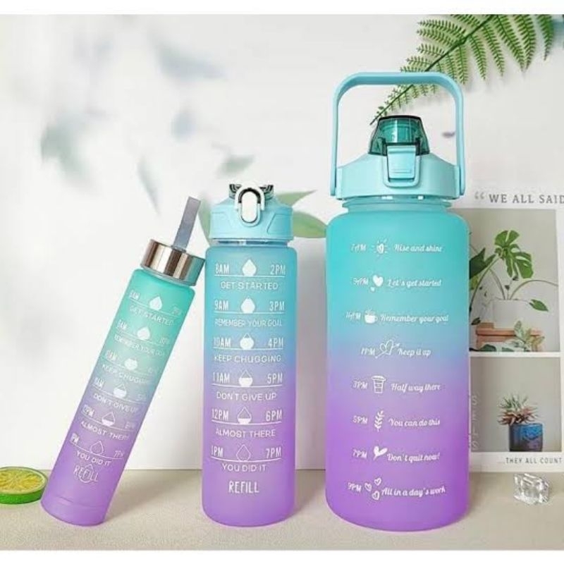 Kit 3 Garrafa Agua Squeeze Motivacional Com Adesivos 300ml+900ml+2000ml | Shopee Brasil