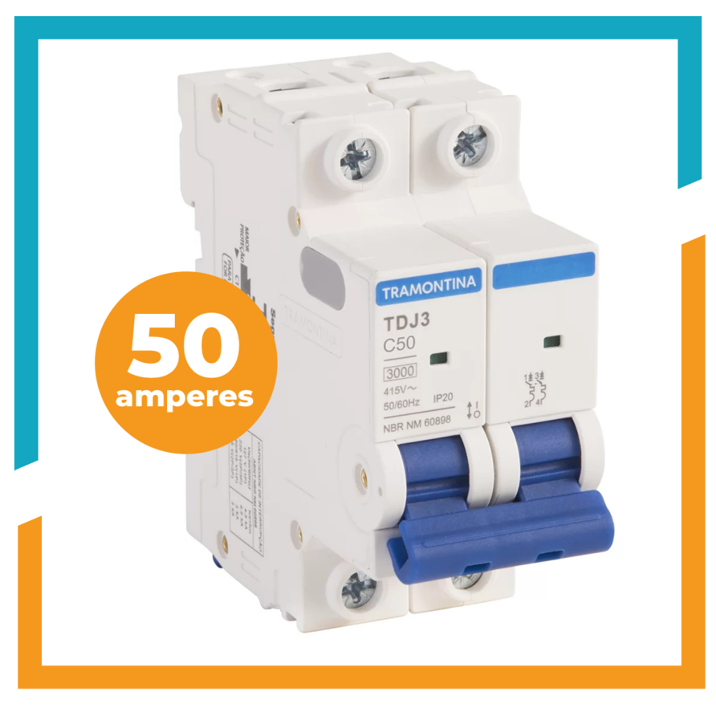 Disjuntor Din Bipolar de Curva C Tramontina 50 Amperes | Shopee Brasil