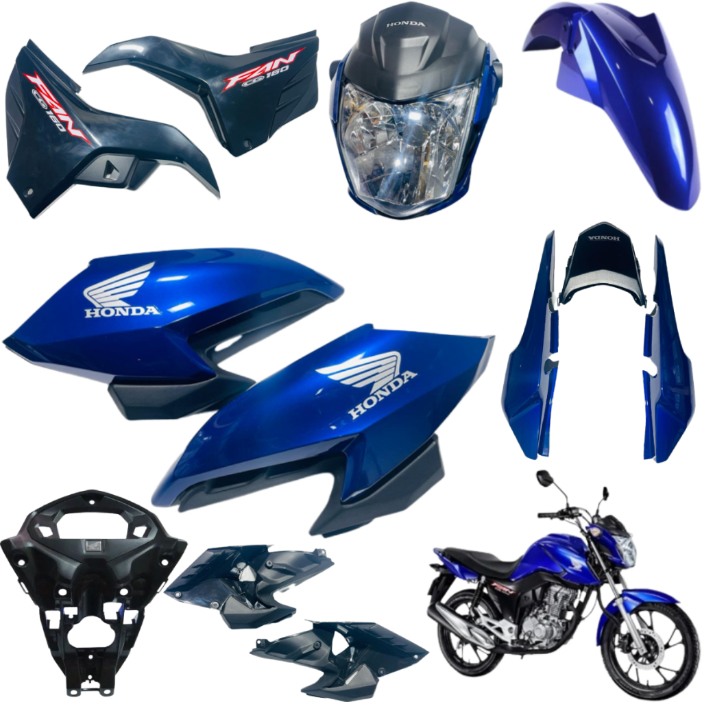 Kit Carenagem Cg Fan 160 Modelo 2022 Azul Caraiva Novo Completo / Asa ...