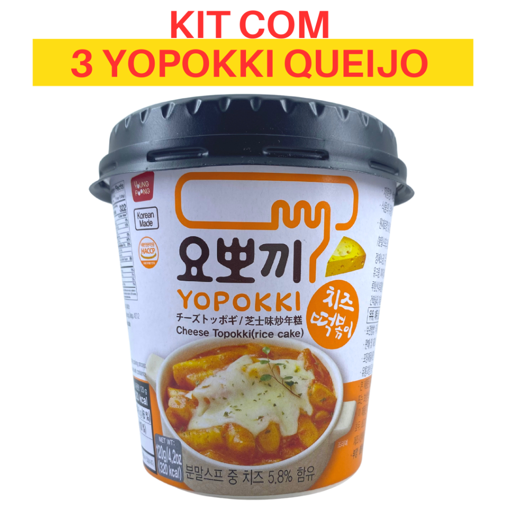 KIT COM 3 Yopokki Queijo Cheese Topokki Cup - Massa de Arroz Sticks ...