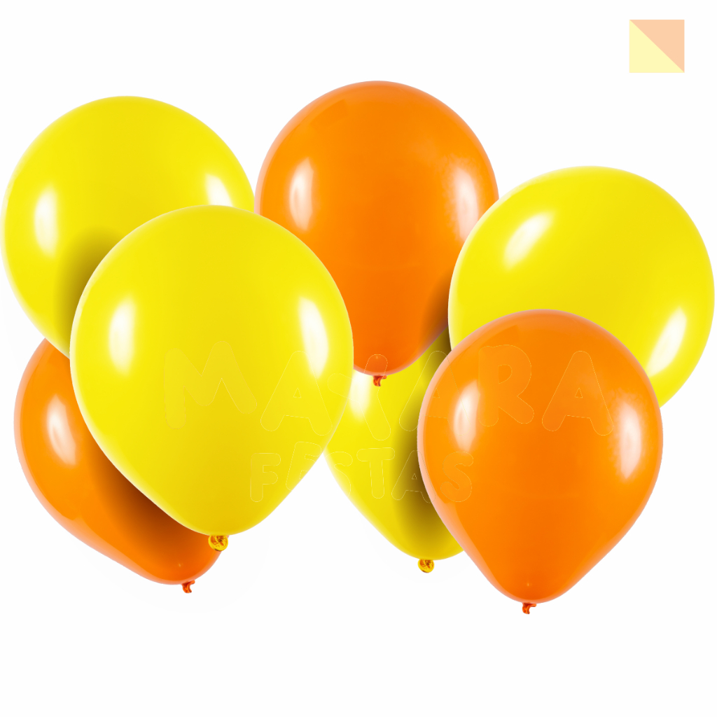 Balão - Bexiga Laranja c/ Amarelo Pacote - 50 unidades sortidos ...