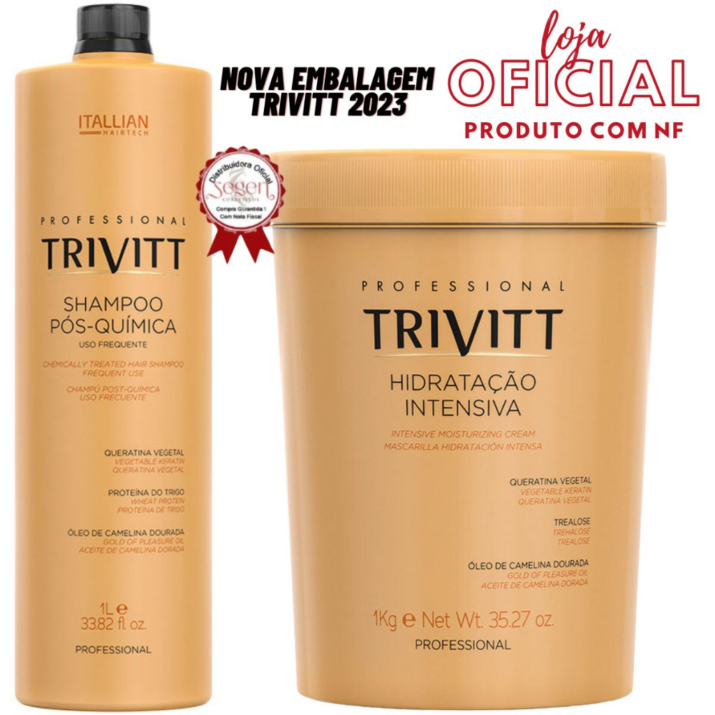 Trivitt Kit Shampoo 1L e Hidratação Intensiva 1kg | Shopee Brasil
