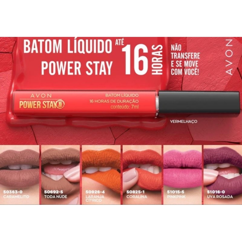 Batom Líquido Avon Power Stay Longa Duração 16h - 7ml | Shopee Brasil