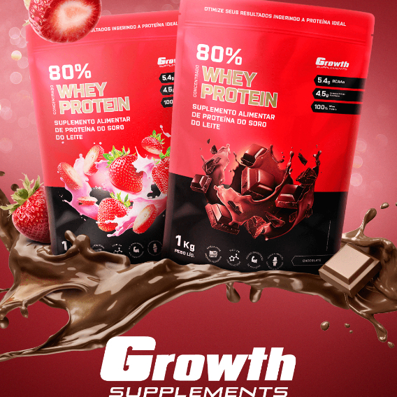 Whey Growth 1kg Concentrado 80% Suplemento Whey Protein Diversos ...