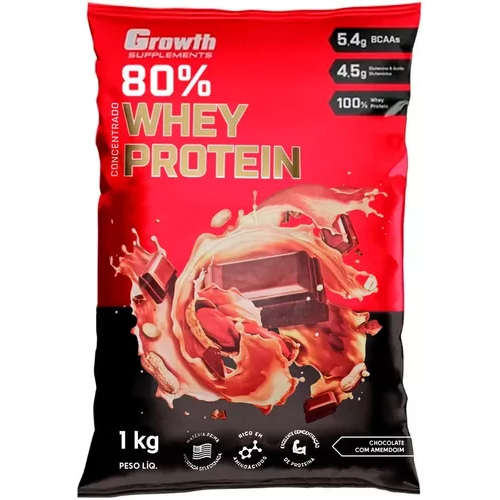 Whey Growth 1kg Concentrado 80% Suplemento Whey Protein Diversos ...