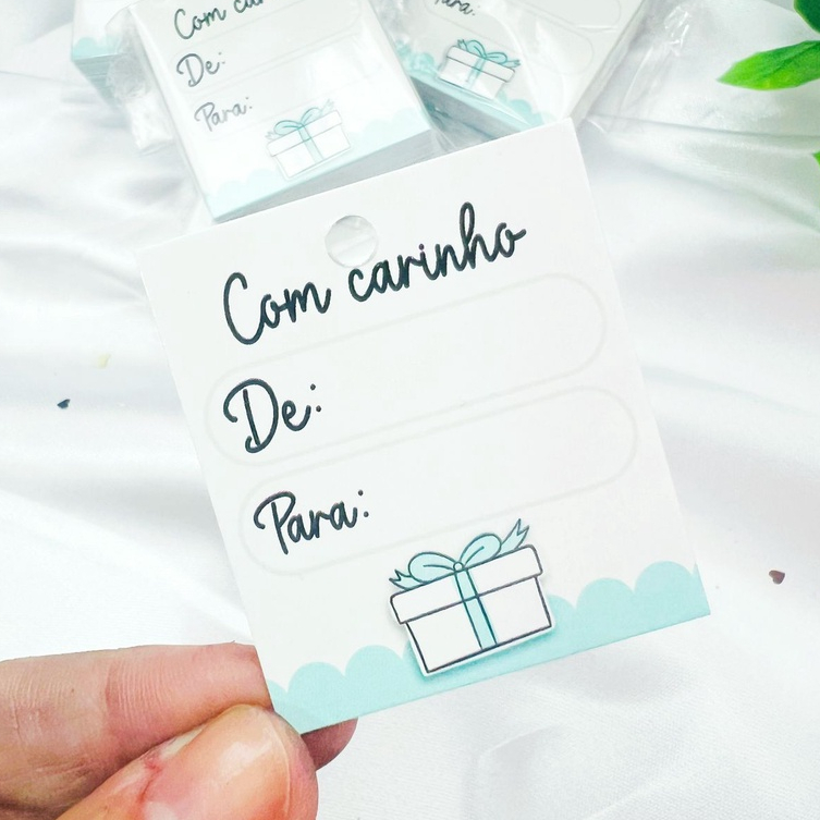 50 Mini Tags "Com Carinho" Azul para Presentes, Tag de para, Tag para ...