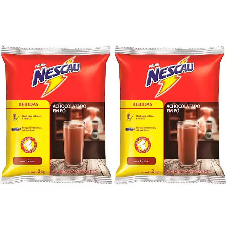 Kit 2 Pacotes Achocolatado Em Pó Nescau Nestle Embalagem 2kg - Nestlé ...