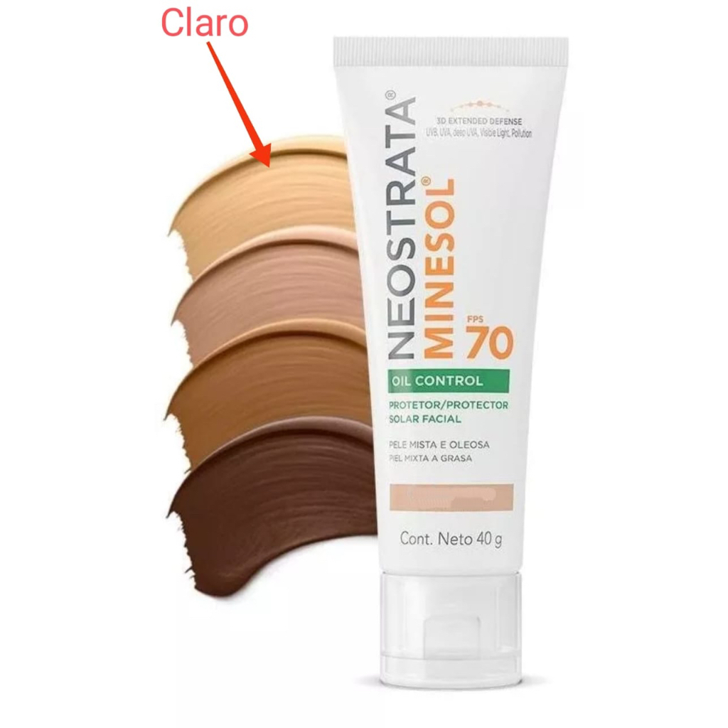 Protetor Solar Facial Minesol Oil Control Claro FPS 70 40g Neostrata ...