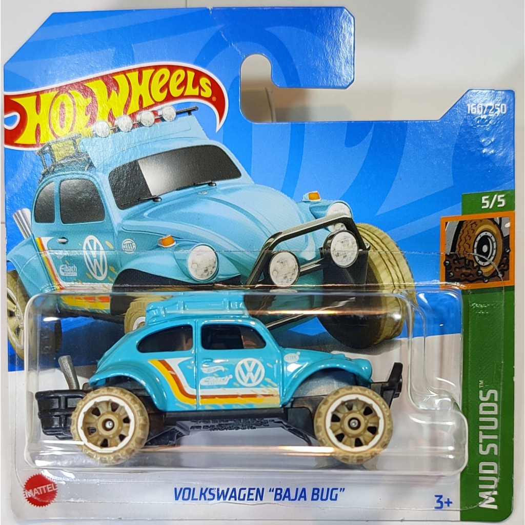HOT WHEELS - Volkswagen Baja Bug Azul - MUD STUDS MATTEL | Shopee Brasil