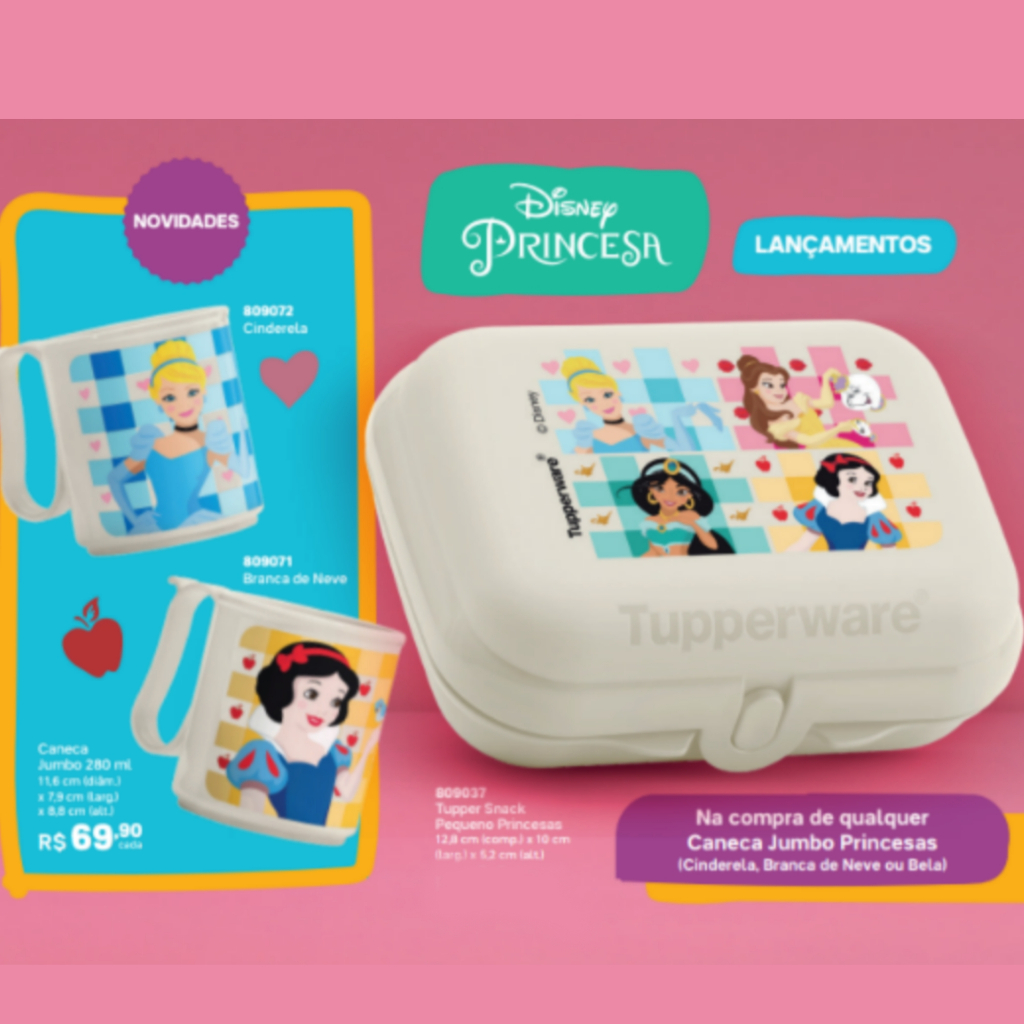 CANECA JUMBO OU TUPPER SNACK PRINCESAS DISNEY 280ML - TUPPERWARE ...