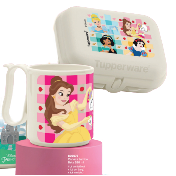 CANECA JUMBO OU TUPPER SNACK PRINCESAS DISNEY 280ML - TUPPERWARE ...