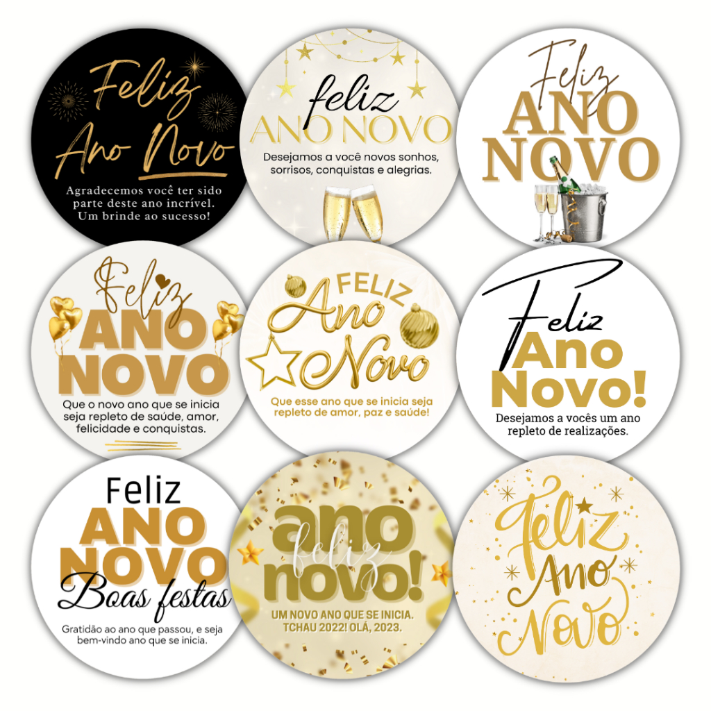 100 Etiquetas Adesivas Feliz Ano Novo 2025 Adesivos Feliz Ano Novo 2025 ...