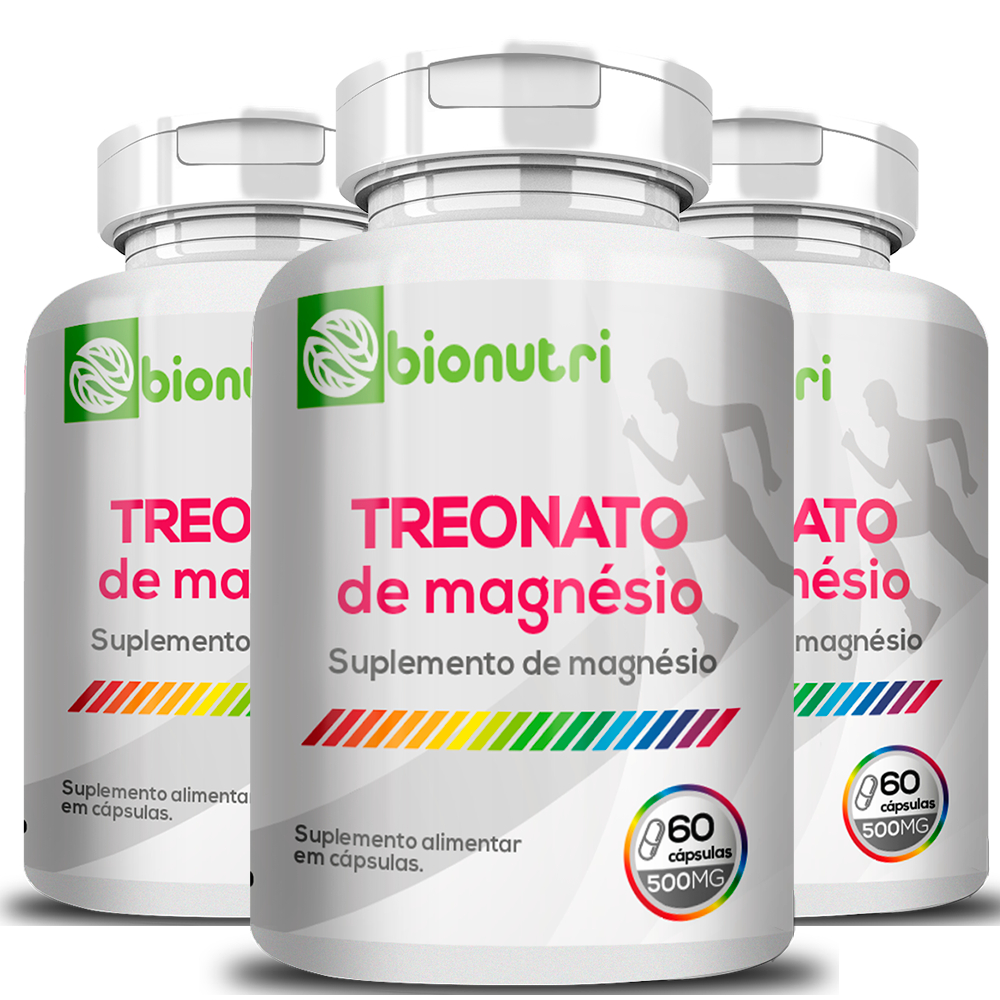 Kit 3x Magnesio L - Treonato 100% Natural - 60 Capsulas 500 Mg Bionutri Original | Shopee Brasil