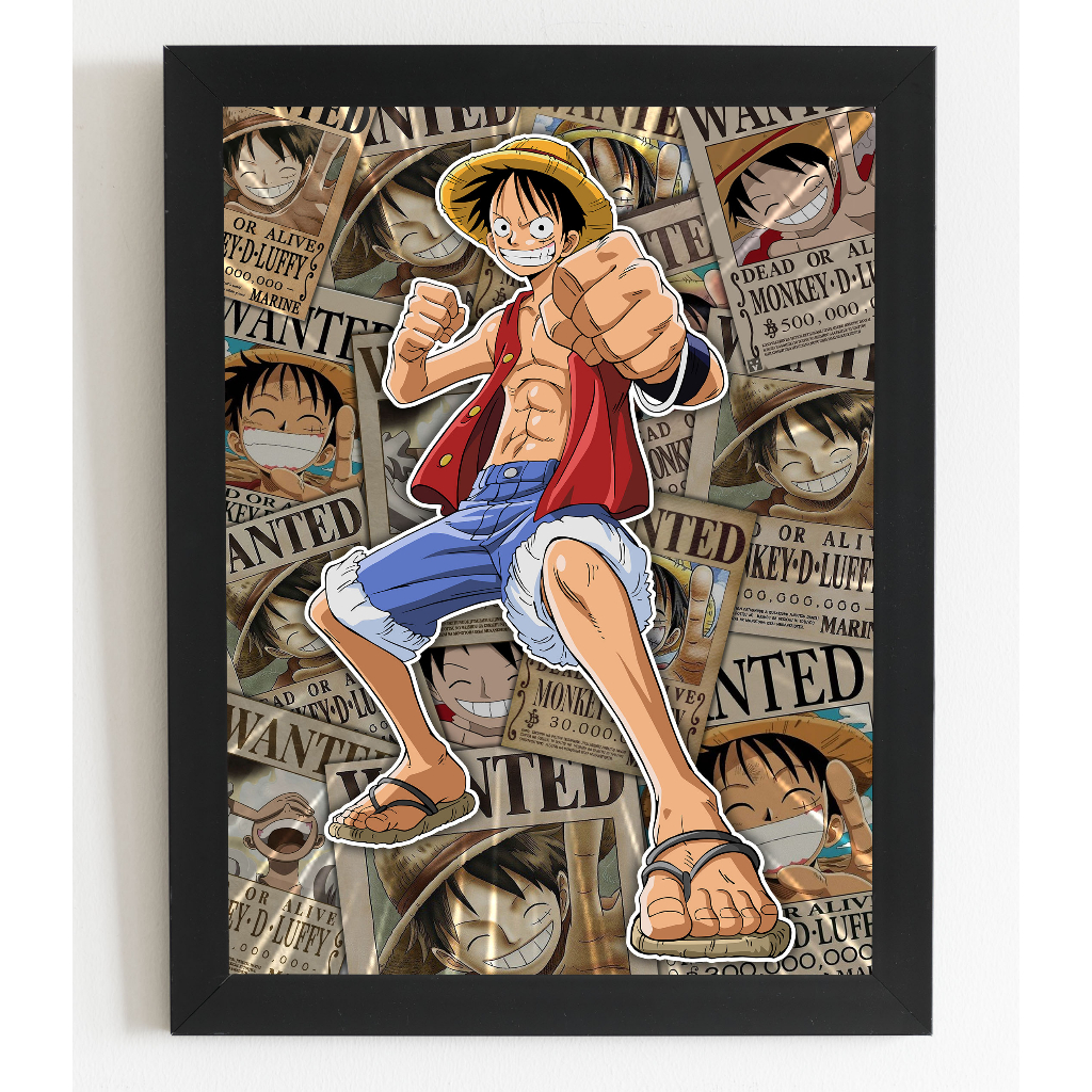 Quadro One Piece Anime Procurado Wanted Luffy Zoro Nami Usopp quadro de ...