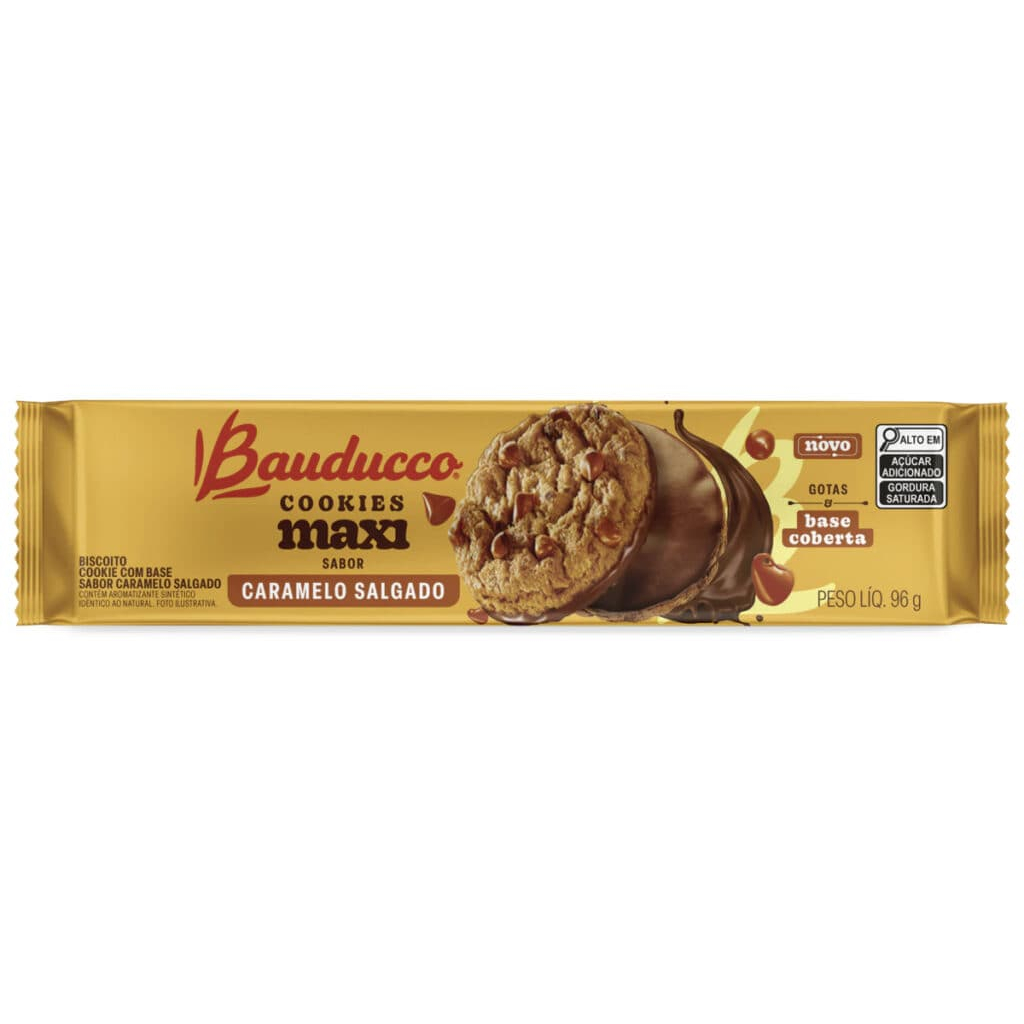 Bauducco Cookies Maxi Sabor Caramelo Salgado Pacote 96 g Bolacha Base ...