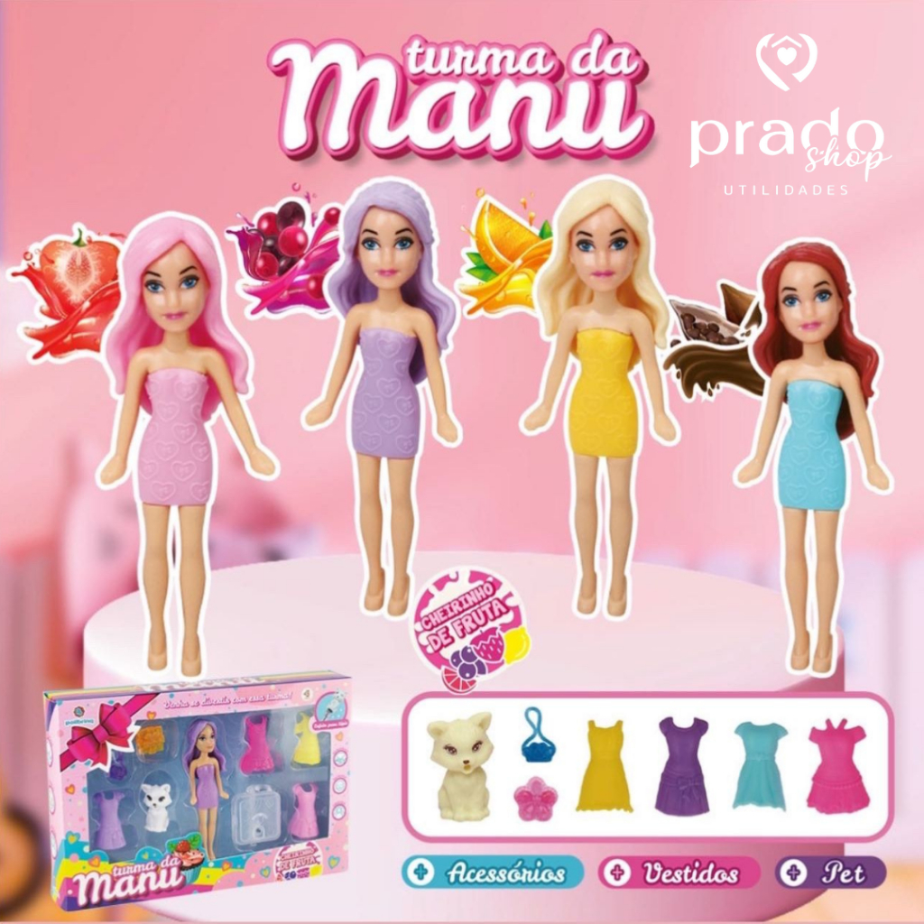 Boneca Turma da Manu Tipo Polly Roupas Acessorios Pet Menina | Shopee ...