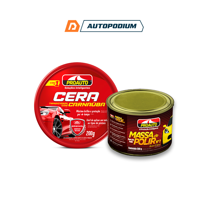 Kit Polimento Automotivo - 1 Massa de Polir N2 e 1 Cera Pasta Tradicional com Carnaúba - Proauto ...