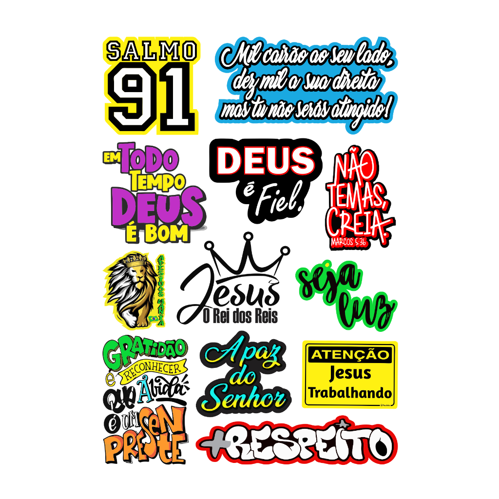 Kit Com 12 Adesivos Frase Religioso Cristão Para Moto Capacete Carro Bike | Shopee Brasil