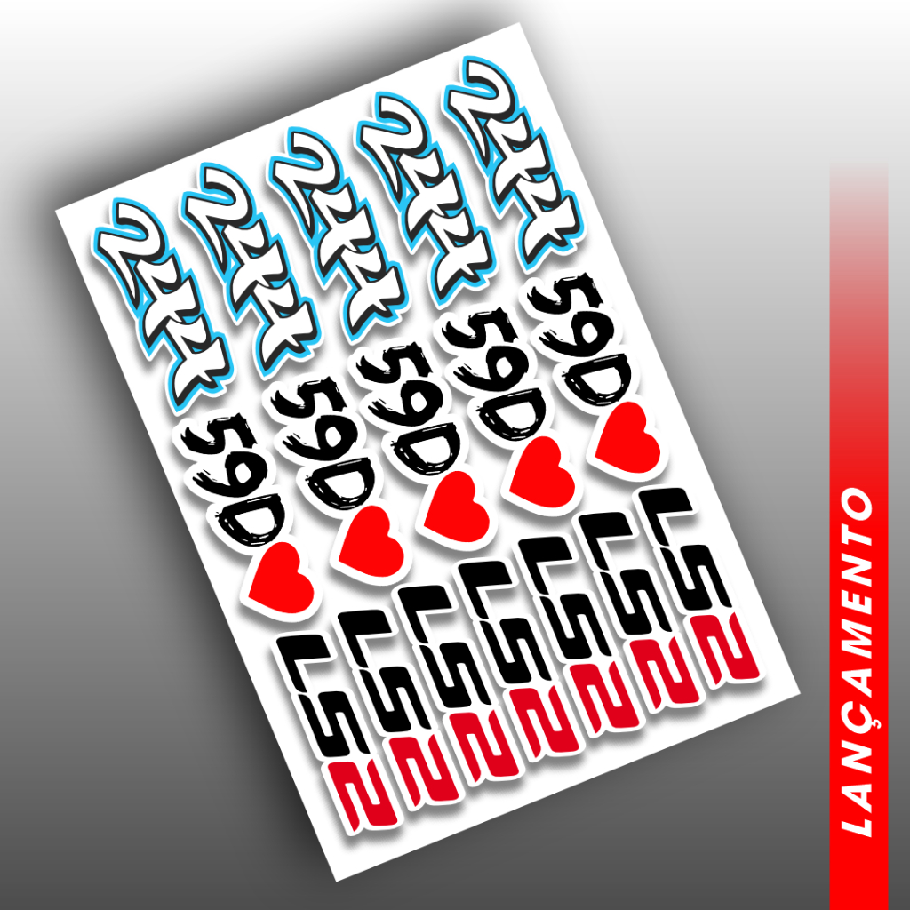 Cartela Adesivos 244 59D LS2 - Mod. 113 Bike Moto Carro montadinha Alta qualidade Impreshow ...